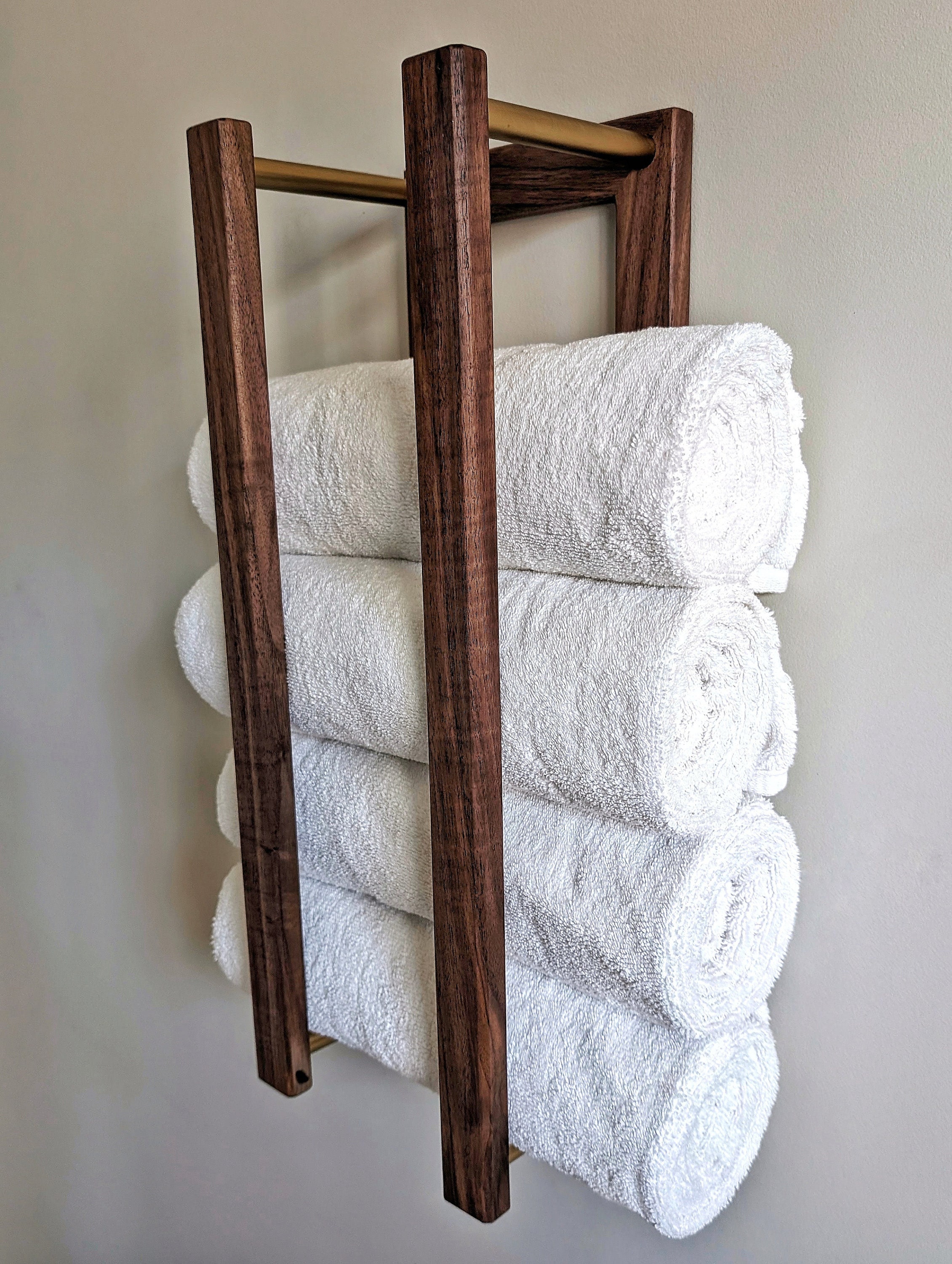 Midcentury Modern Walnut Towel Rack - Etsy