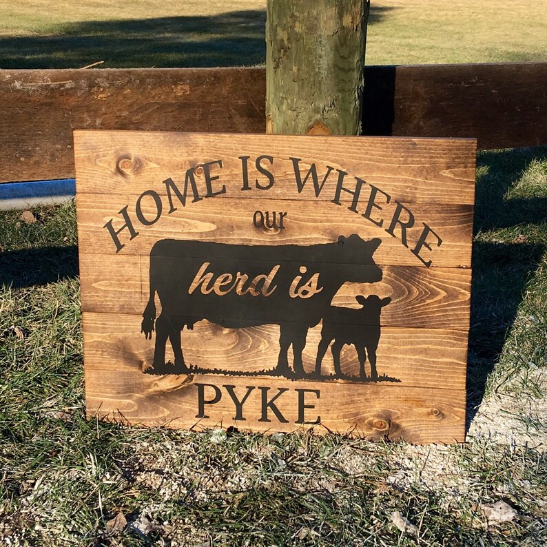 Home is Where Our Herd Is custom wood pallet sign | Etsy