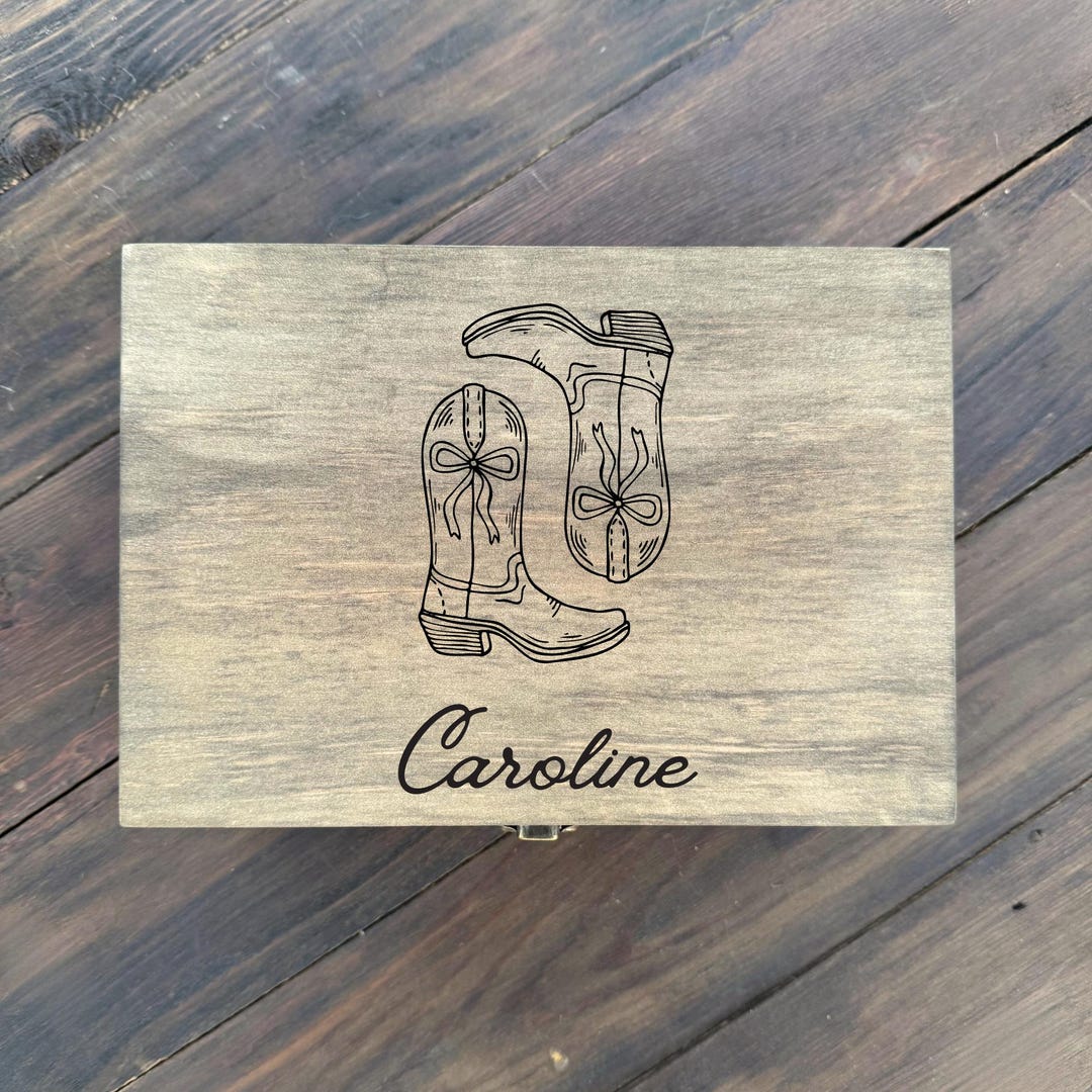 Personalized Coquette Cowgirl Memory Box | Custom Engraved Girls ...