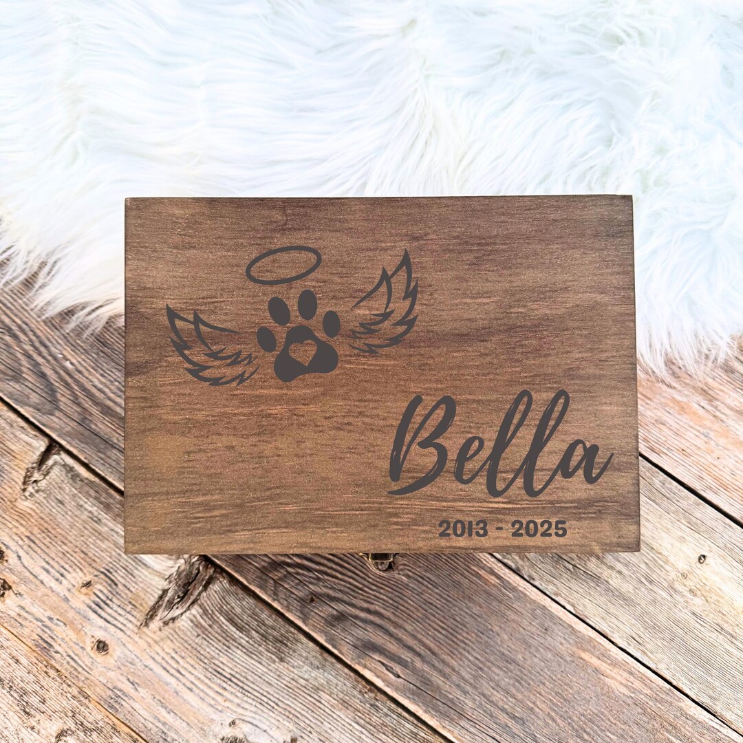 Personalized Pet Memory Box | Custom Engraved Pet Keepsake | Wooden Pet ...