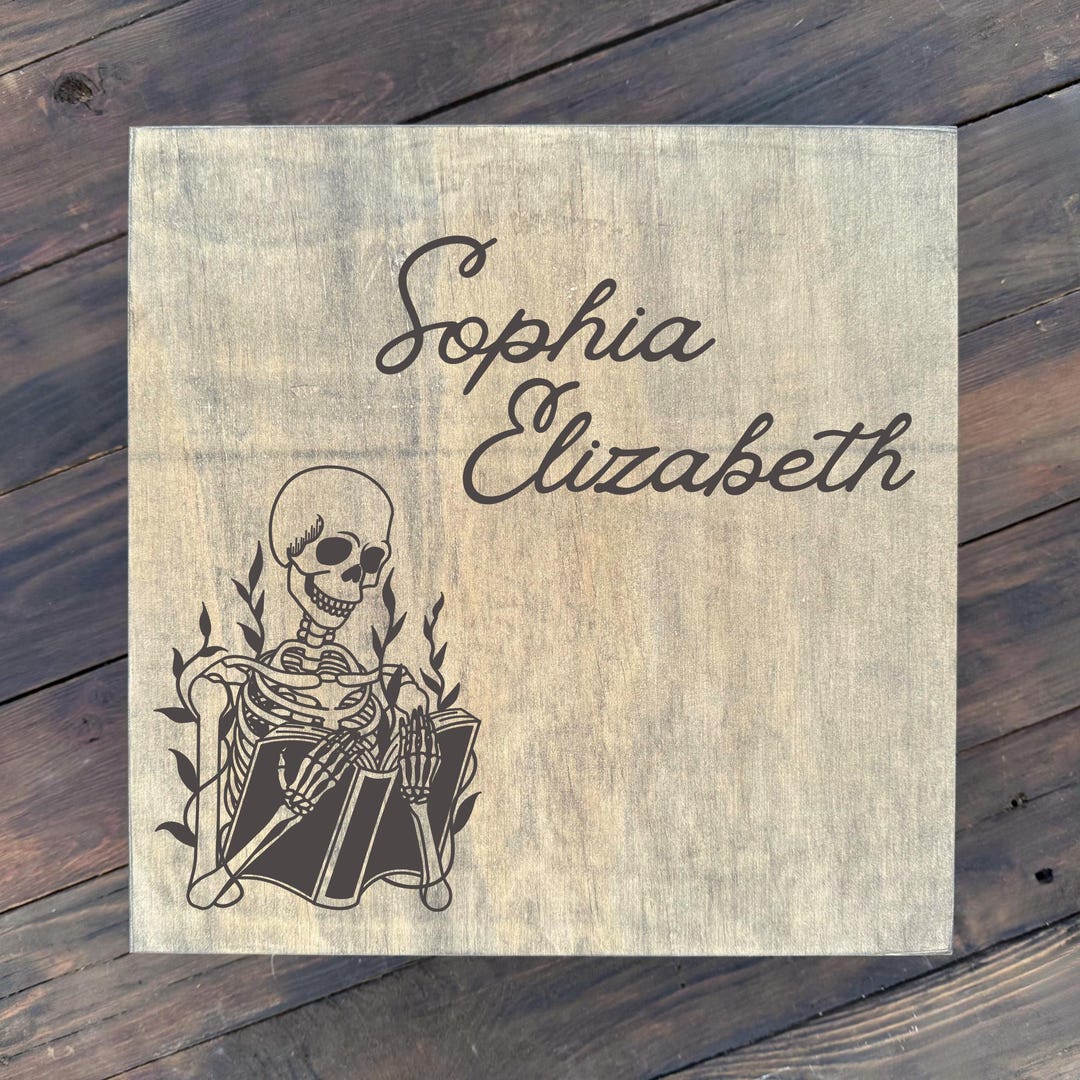 Personalized Reading Skeleton Memory Box | Custom Engraved Book Lover ...