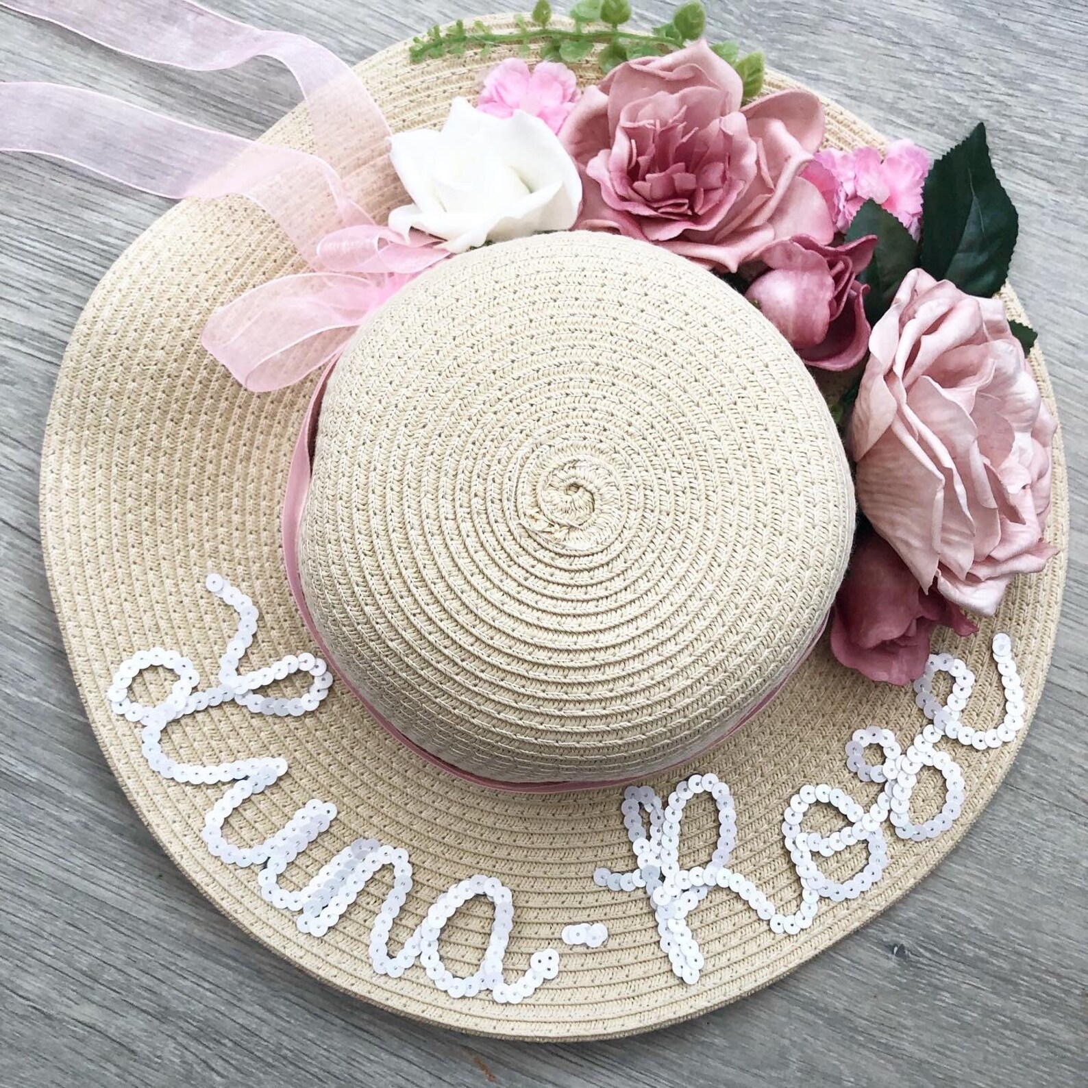 Ladies Childrens Flower Floral Rimmed Sunhat Personalised - Etsy