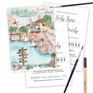 Watercolor Maps of Cities, Custom Watercolor Map Wedding, Personalized ...