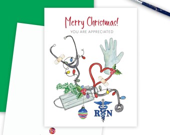 Healthcare Greeting Card Printable Doctor Christmas Card - Etsy