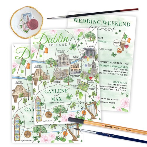 Custom Wedding Mapwedding Watercolor Map - Etsy