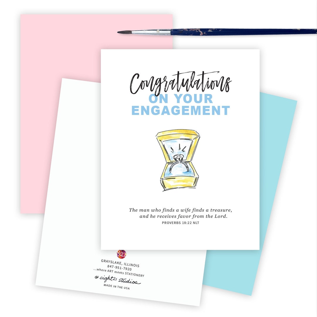 Congratulations Engagement Card, Scripture Engagement Whimsical ...