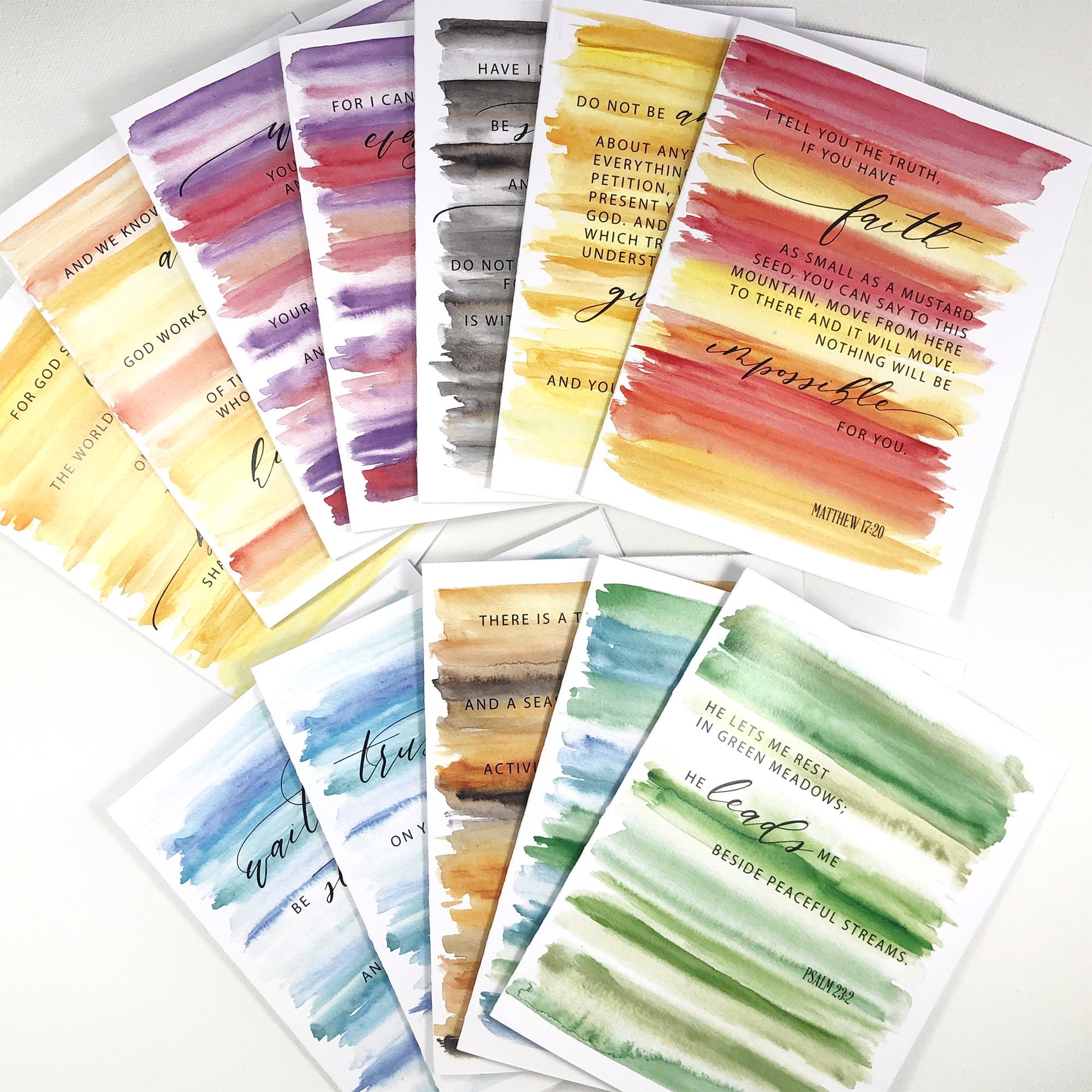 Christian Note Cards set of 12 with Envelopes Scripture Verse | Etsy