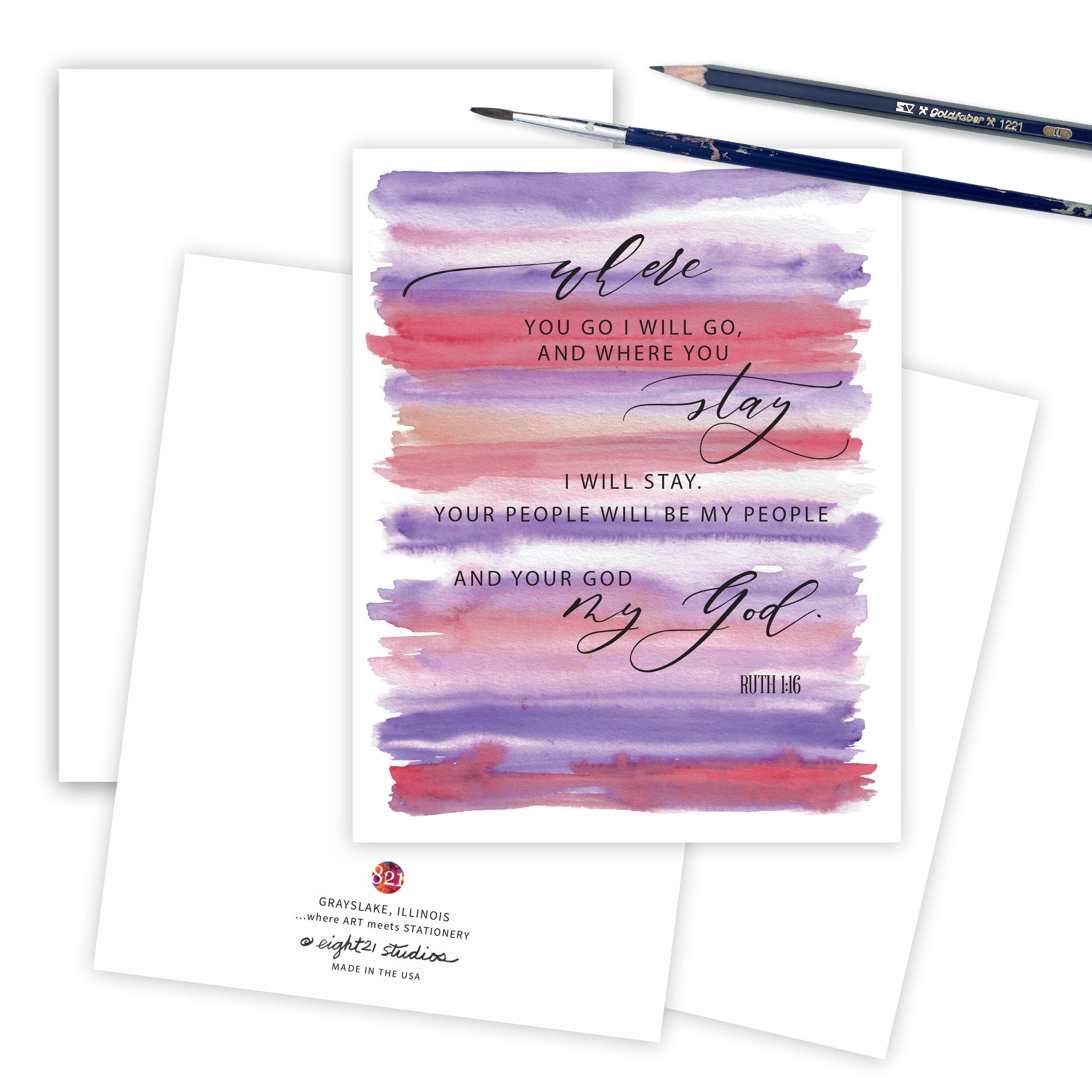 Ruth 1:16 I Will Go Scripture Verse Cards with Envelopes | Etsy