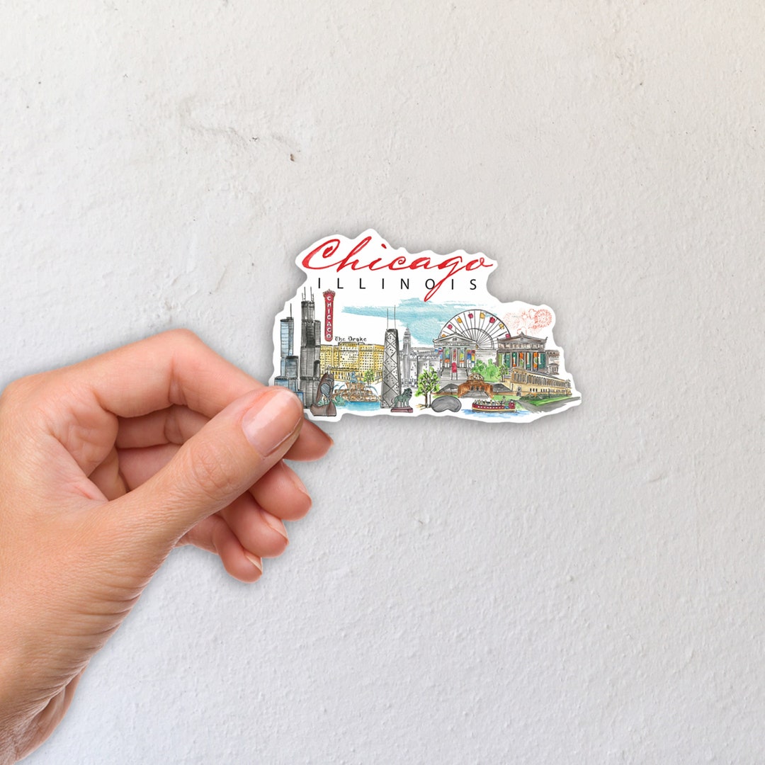 Chicago Skyline Sticker Vinyl Sticker for Water Bottle or - Etsy