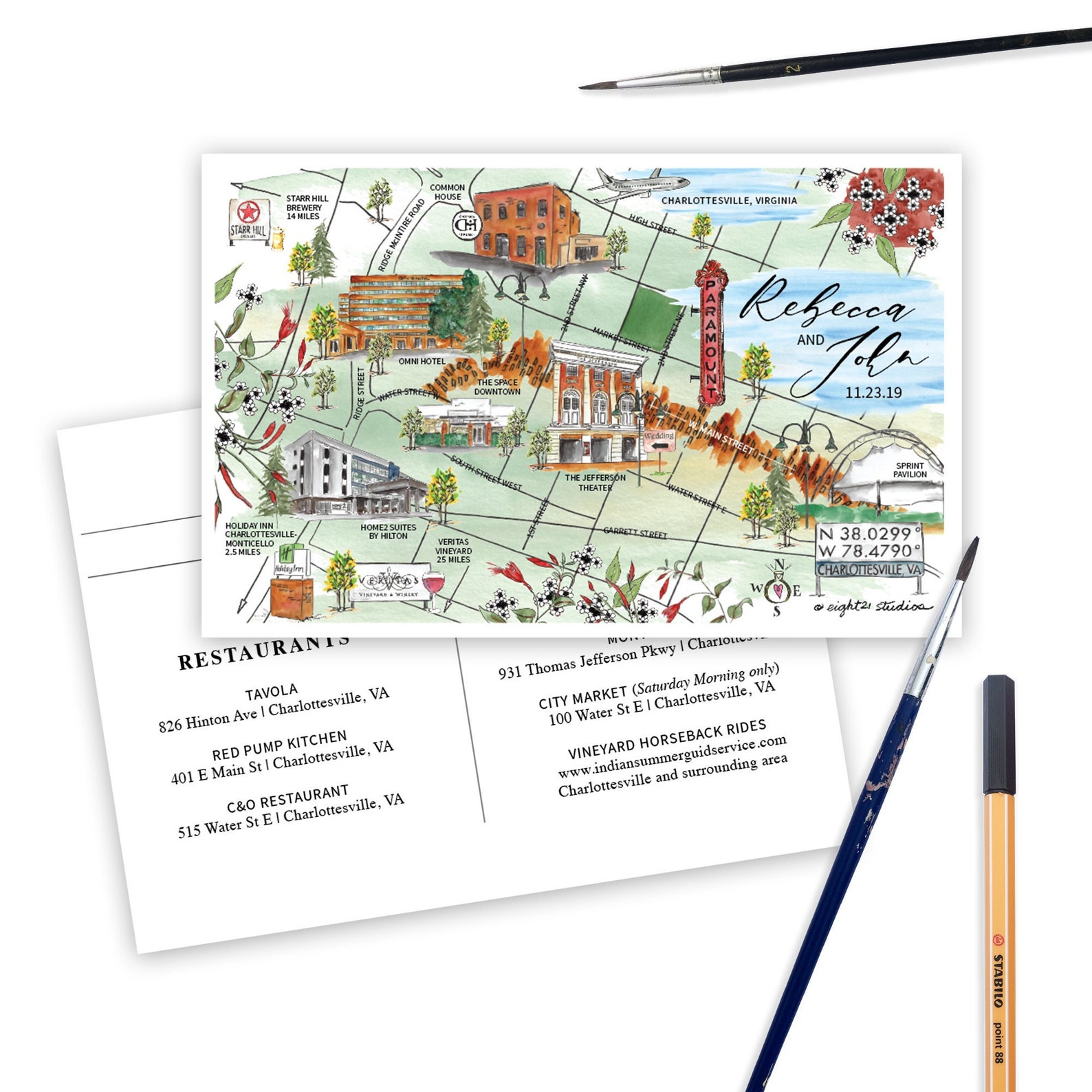 Custom Wedding Maps Personalized Wedding Maps Watercolor - Etsy