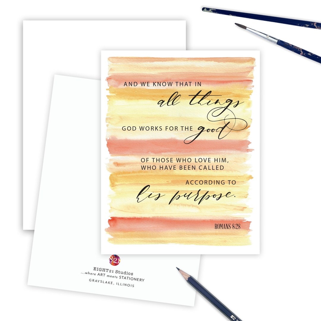Bible Verse Card, Bible Study Group, Romans 8:28, Scripture Verse Card ...