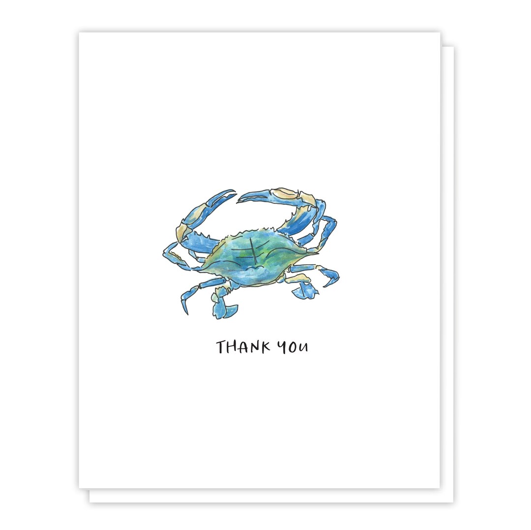 Nautical Thank You Card, Blue Crab Gift, Crab Gift Bags Thank You, Blue ...