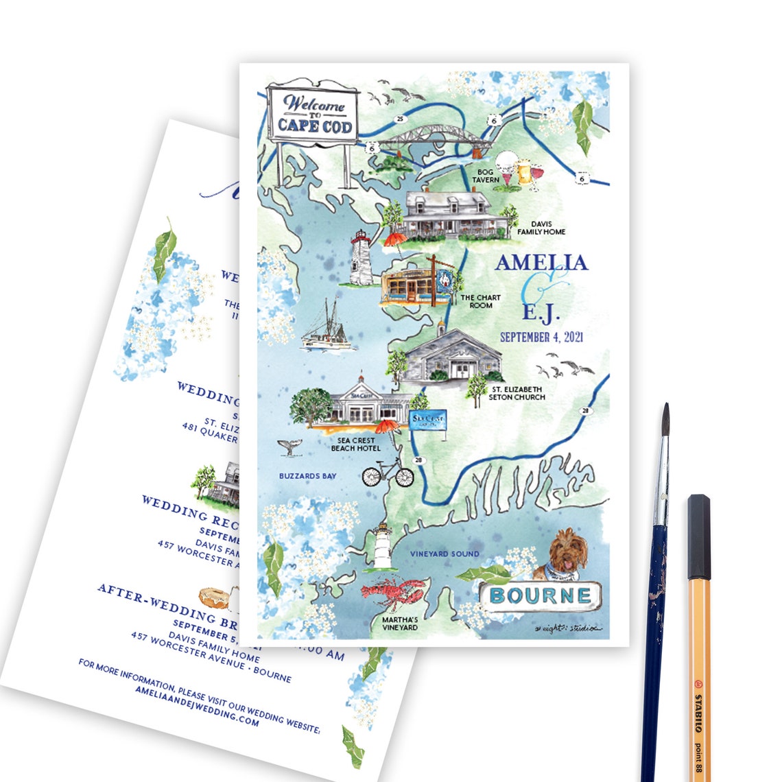 Alisal Ranch Personalized Wedding Maps Watercolor Wedding - Etsy