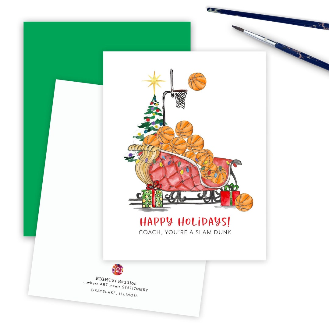 Basketball Christmas Card for Coach, Appreciation Christmas Card ...