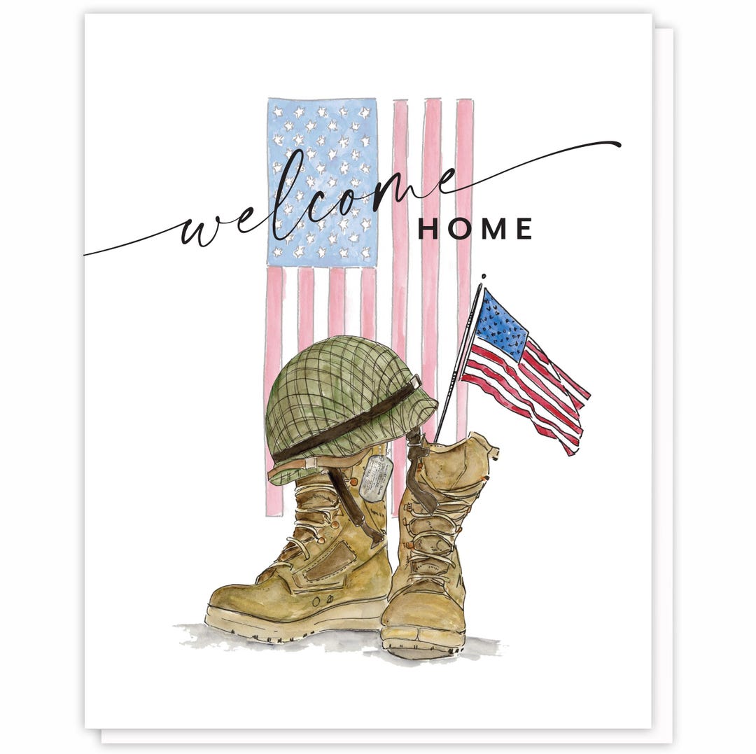 Deployment Military Welcome Home, Flag Encouraging Card for Friends ...