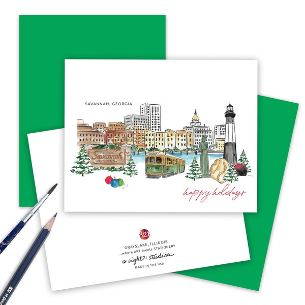 Savannah Ga Christmas Card - Etsy