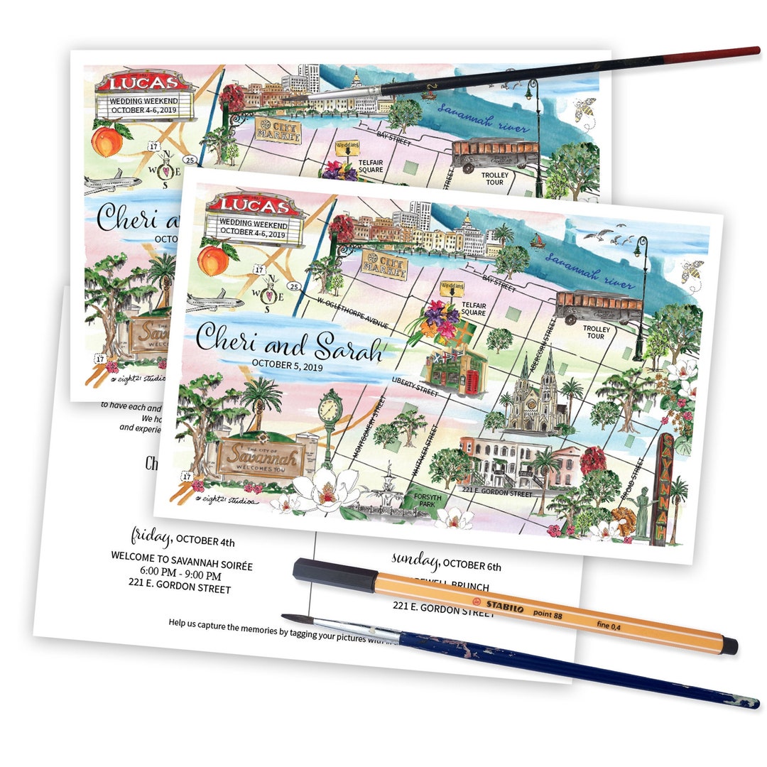 Hand Drawn Custom Maps, Hand Painted Guest Map, Custom Wedding Maps ...