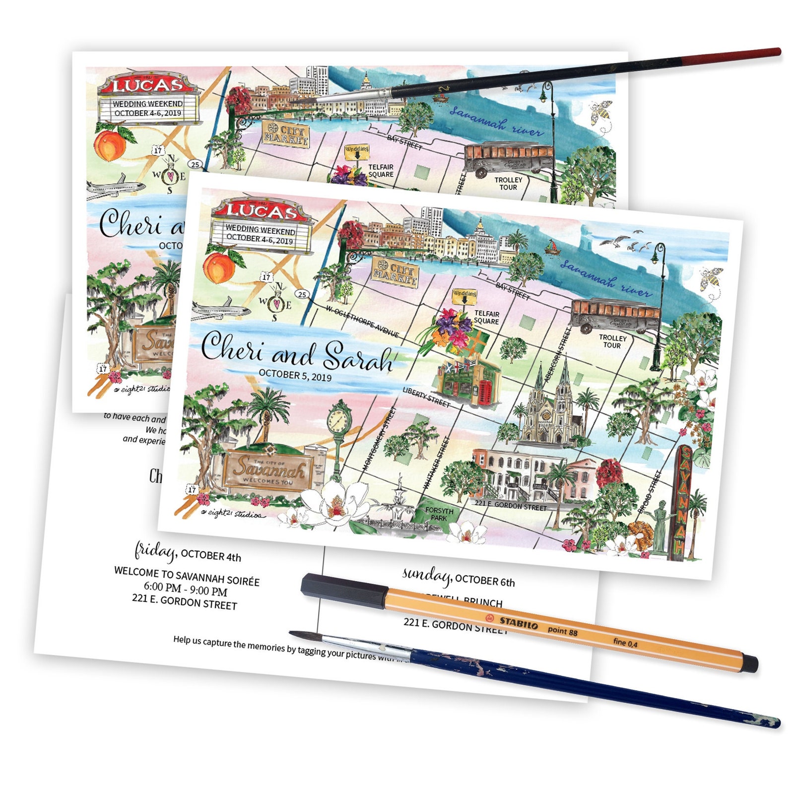 Hand Drawn Custom Maps Hand Painted Guest Map Custom Wedding | Etsy