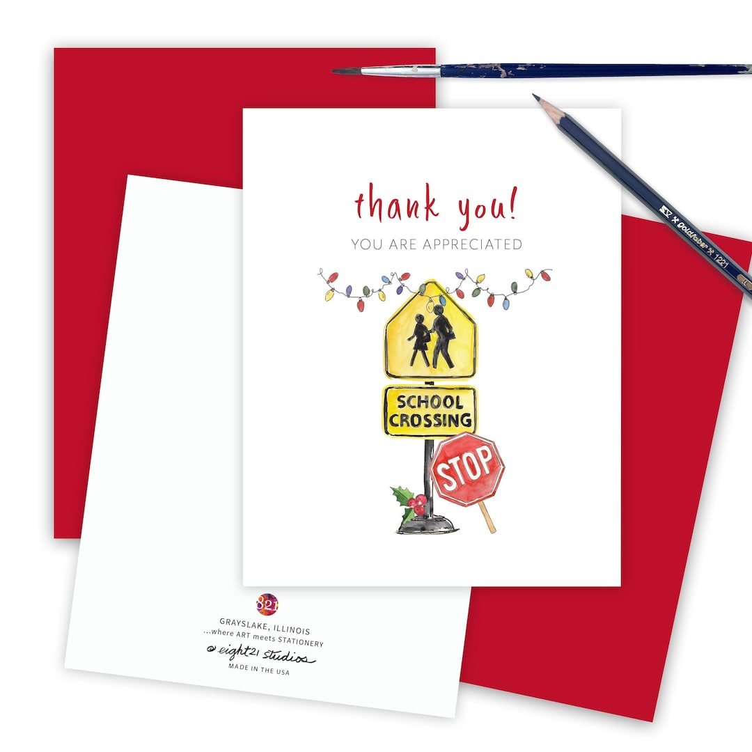 Crossing Guard Thank You, School Appreciation Christmas Card, Teacher ...