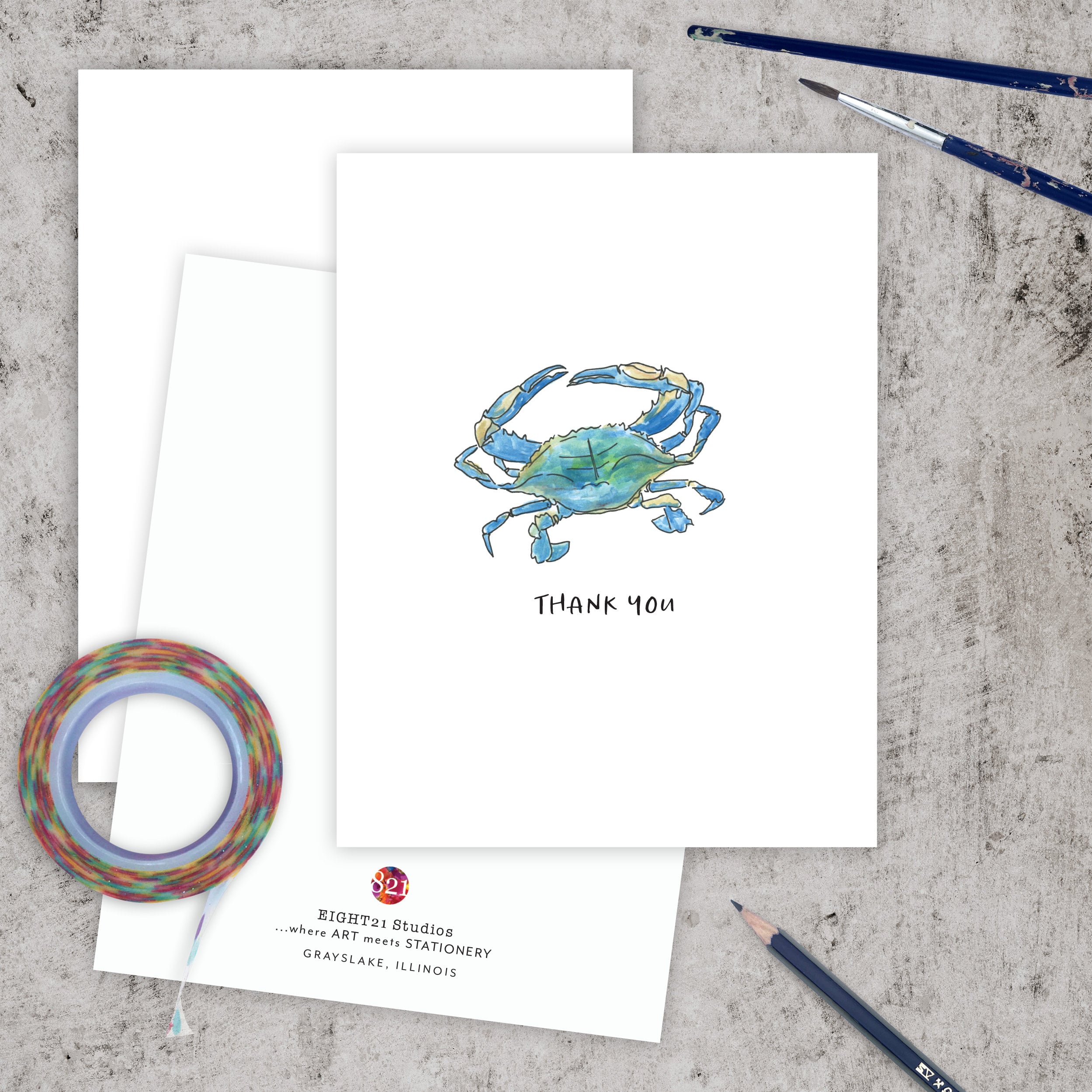 Nautical Thank You Card, Blue Crab Gift, Crab Gift Bags Thank You, Blue ...