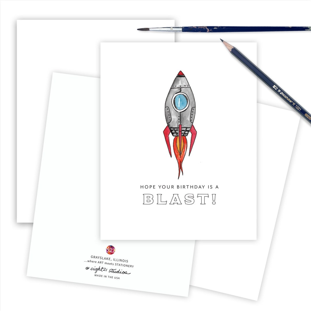 Rocket Ship Birthday Card for Boys, Fun Birthday Greeting Card for Him ...