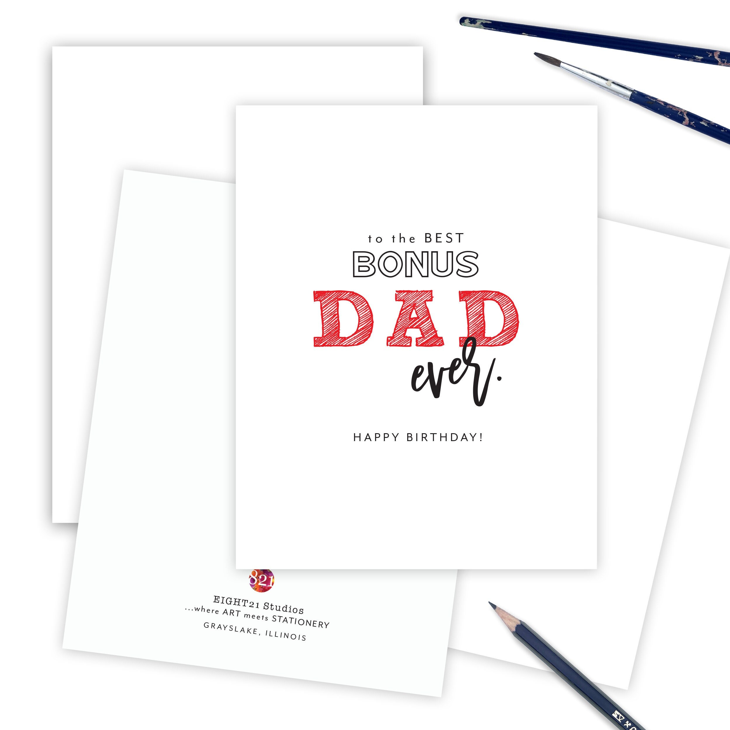Bonus Dad Happy Birthday Card Second Father Figure Best Step - Etsy