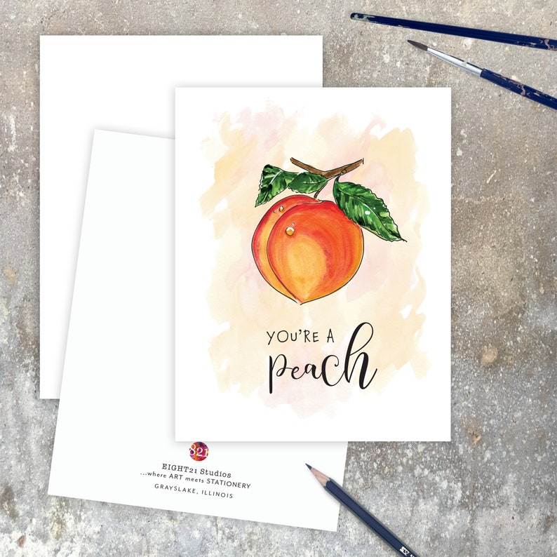 Georgia Cards, You're A Peach Greeting Card, Peach Thank You Note ...