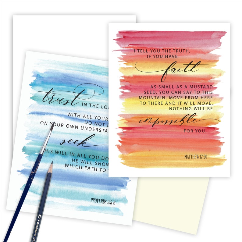 Christian Note Cards Set of 12 With Envelopes, Assortment Scripture ...