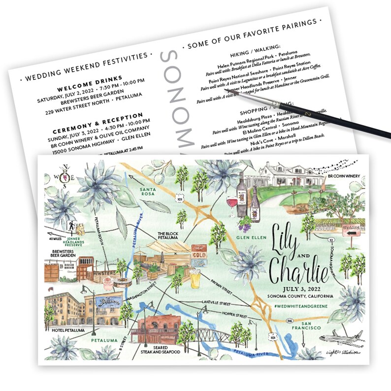 Watercolor Maps of Cities Custom Watercolor Map Wedding - Etsy