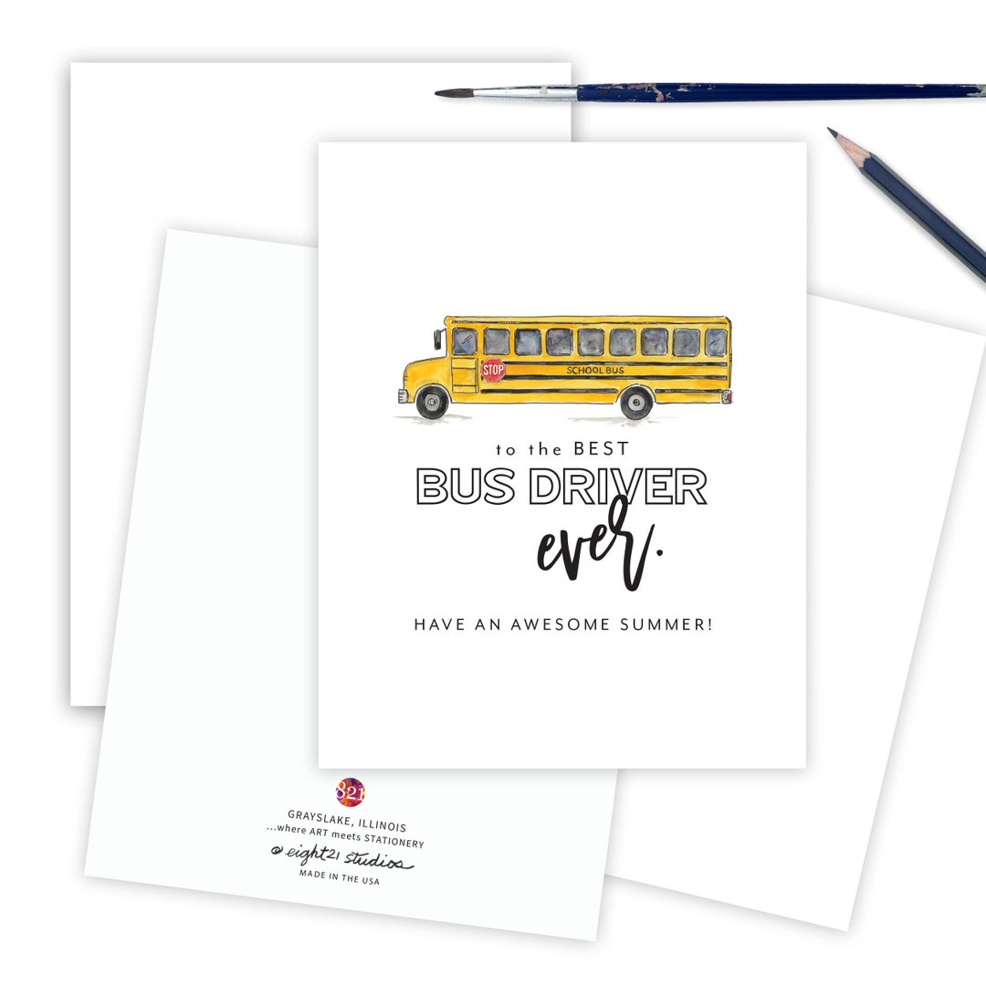 Best Bus Driver Appreciation Card, End of Year School Card for Bus ...