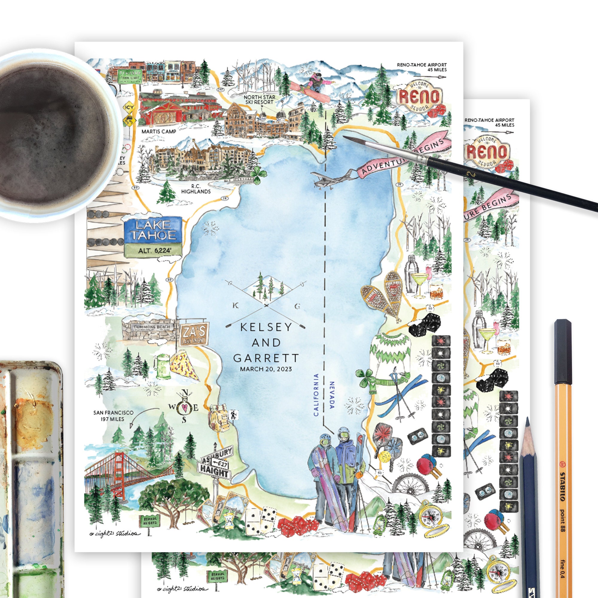 Wedding Itinerary, Welcome Bag Insert With Map, Watercolor Map for ...
