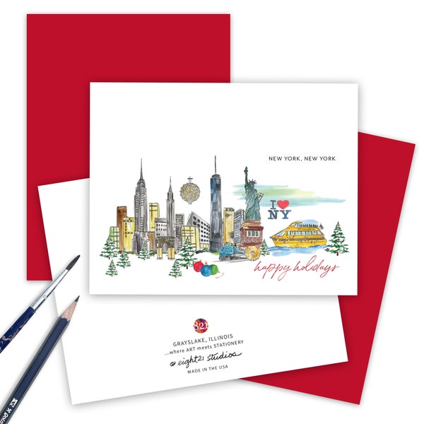 New York Christmas Card - Etsy