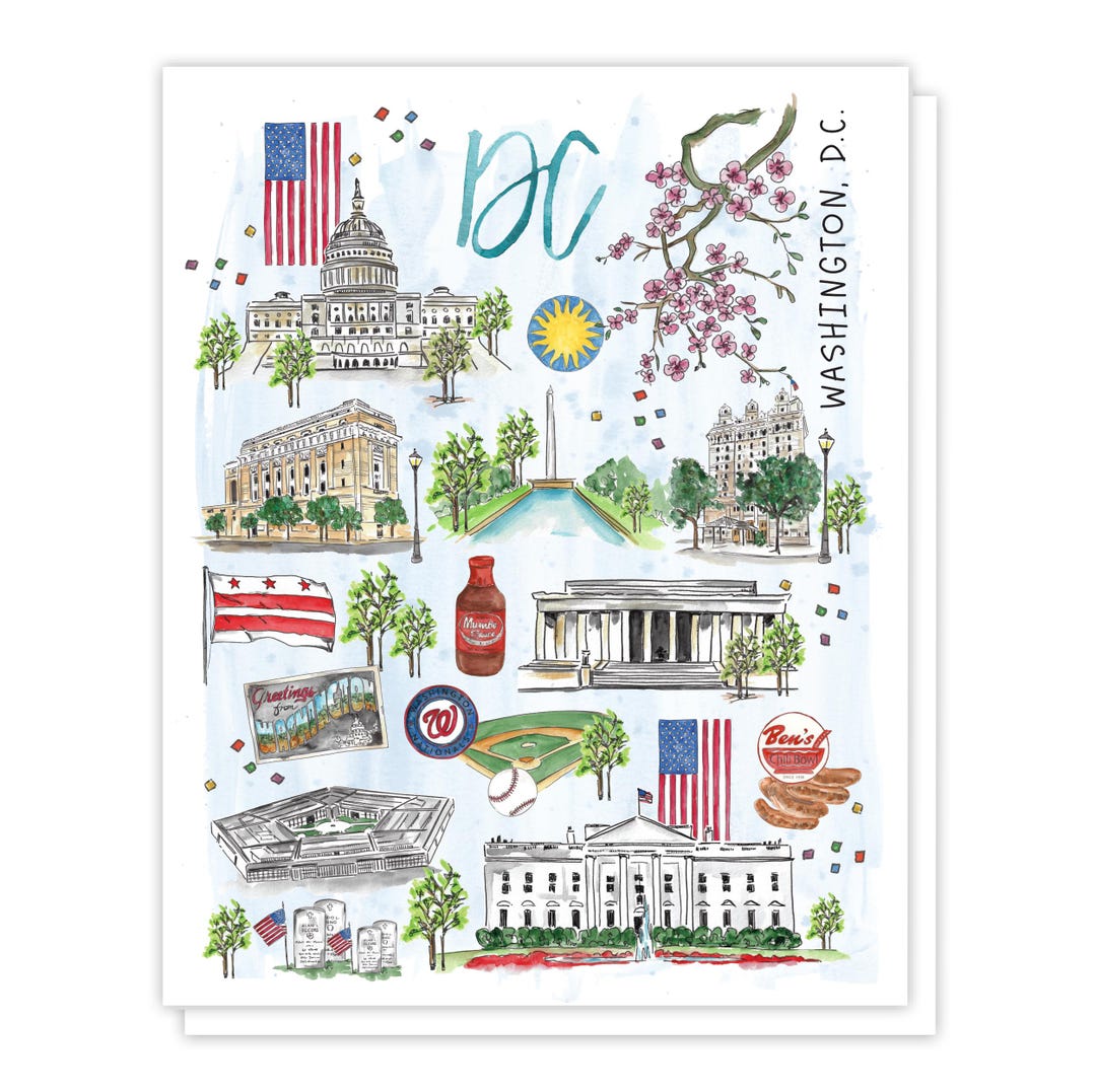 Washington DC Skyline Greeting Card, Skyline Card for New Job Gift for ...