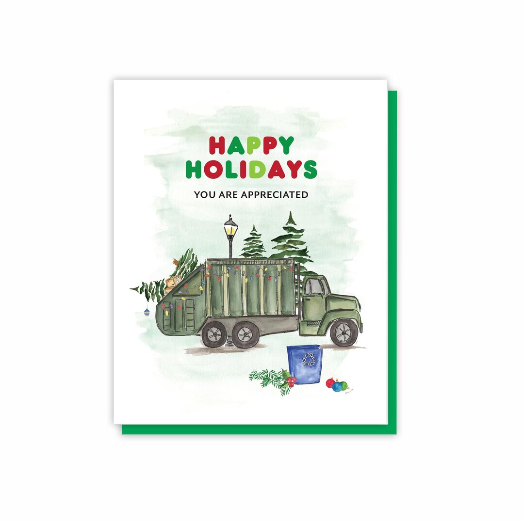 Garbage Truck Thank You Christmas Cards, Thank You Appreciation Card ...