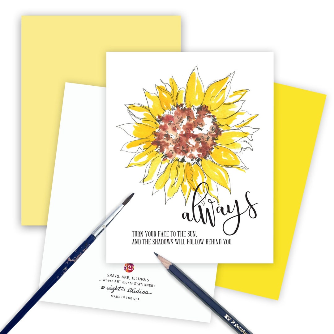 Sunflower Thinking of You Card Sunflower Greeting Card - Etsy