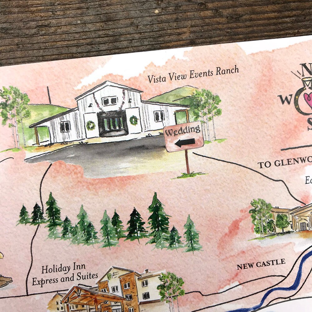 Custom Wedding Maps Personalized Wedding Maps Watercolor - Etsy UK
