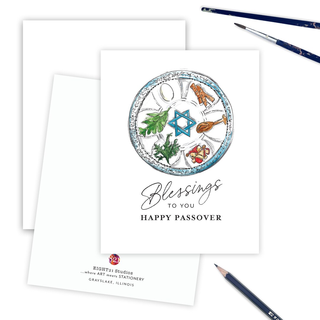 Blessings Seder Meal, Happy Passover Greeting Card, Passover Gift Seder ...