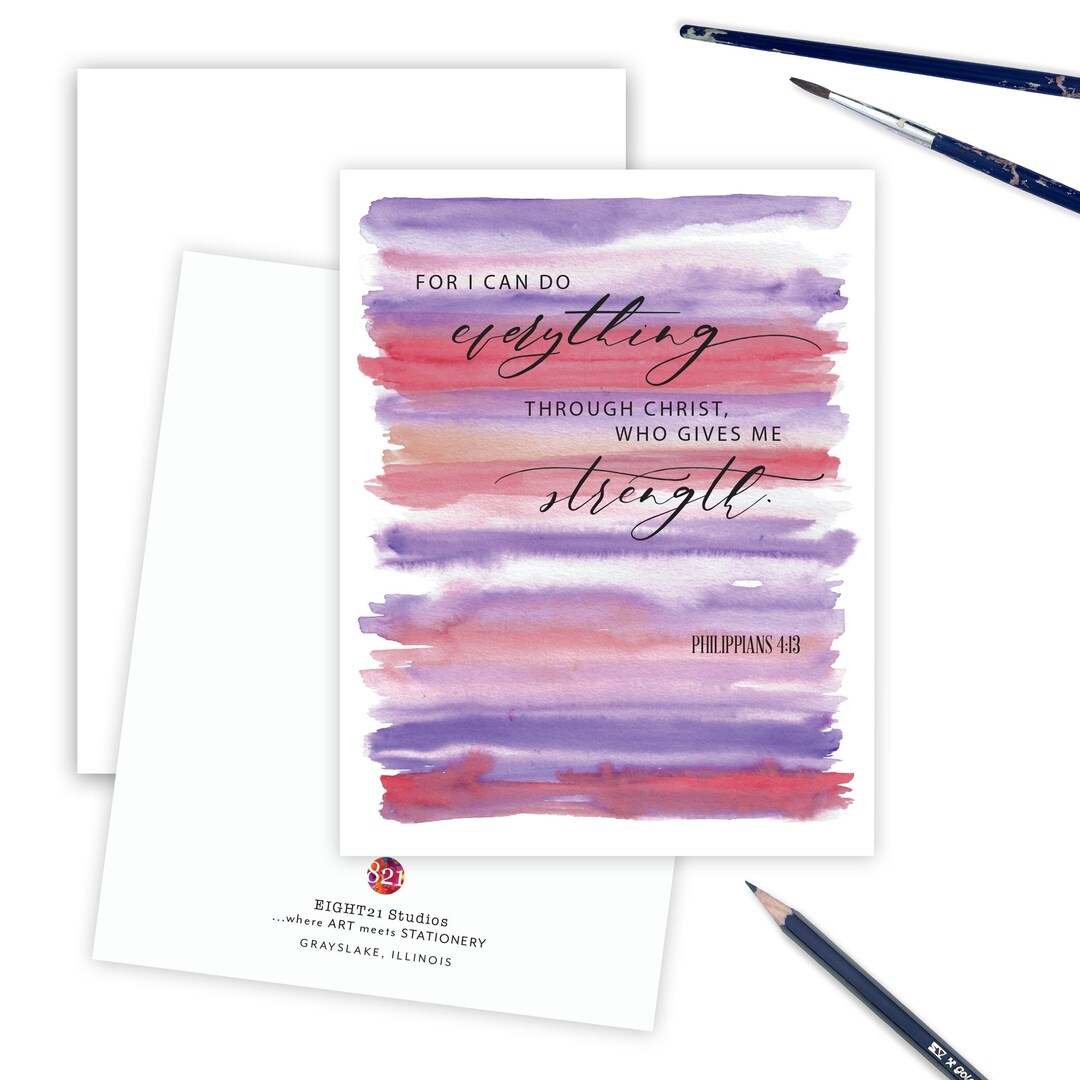 Faith Cards, Bible Scripture Greeting Card, Philippians 4:13 I Can Do ...