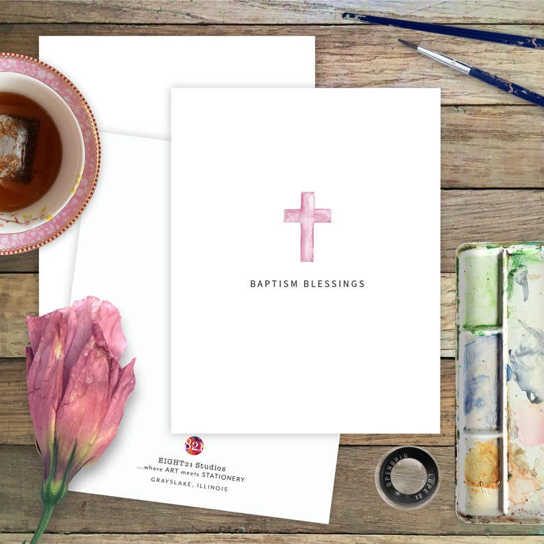 Baptism Card for Girls, Congratulations Card Religious Sacrament ...