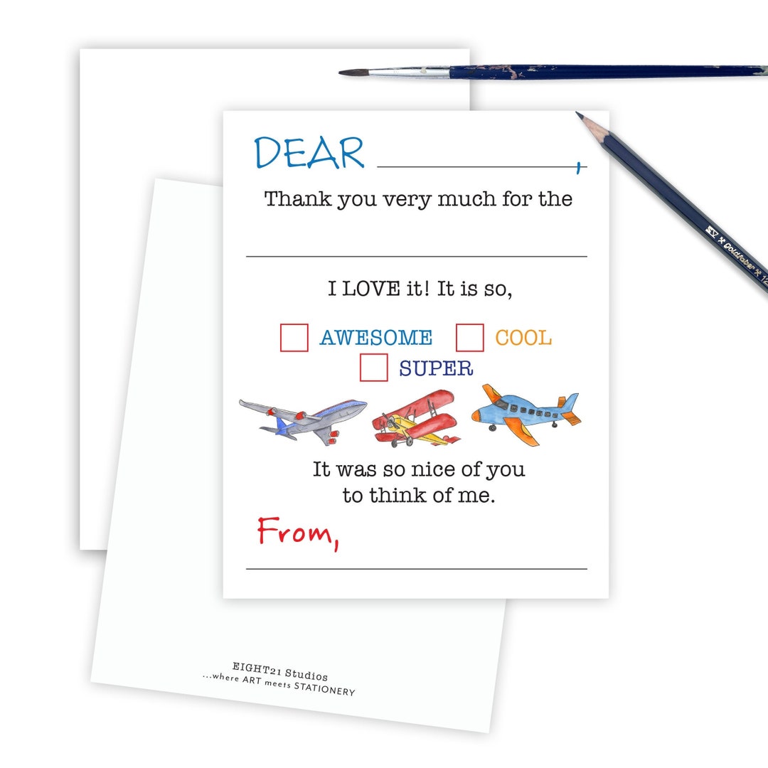 Airplane Stationary Kids, Prompt Stationery for Young Boys, Airplane ...