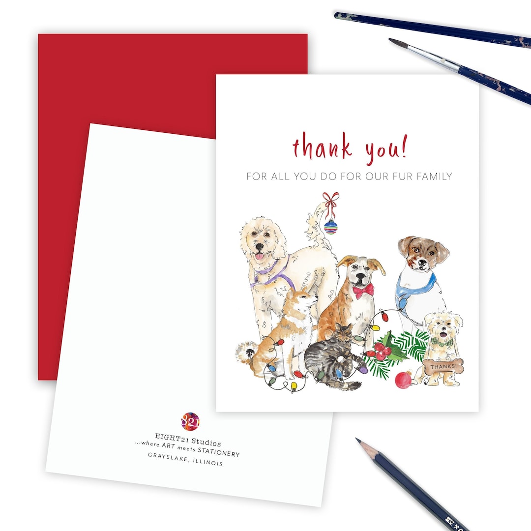Veterinarian Thank You Card, Pet Doctor Appreciation Merry Christmas ...