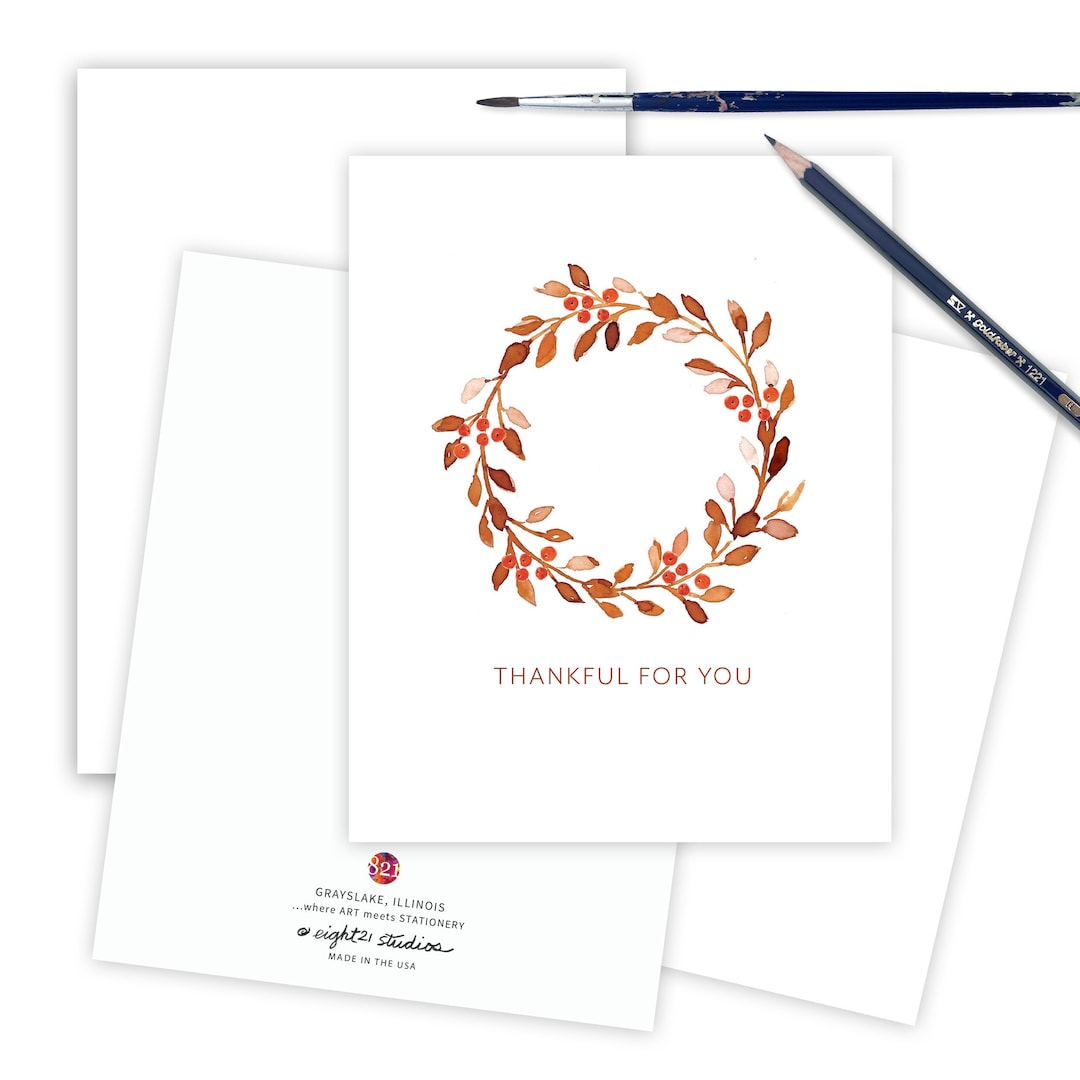 So Thankful for You, Thanksgiving Cards Set of 10, Gratitude Greeting ...