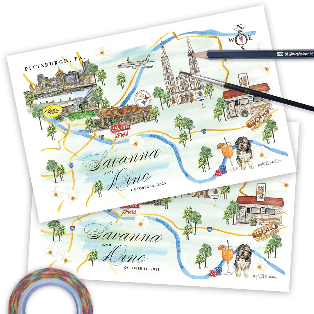 Watercolor Maps of Cities, Custom Watercolor Map Wedding, Personalized ...