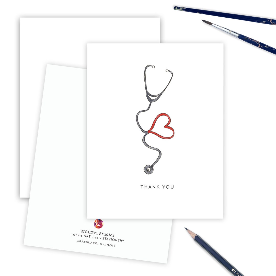 Thank You Card for Medical Professional, Medical Student Thank You Card ...