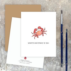 Crab Birthday Card, Crab Punny Birthday Card, Coastal Crab Watercolor ...
