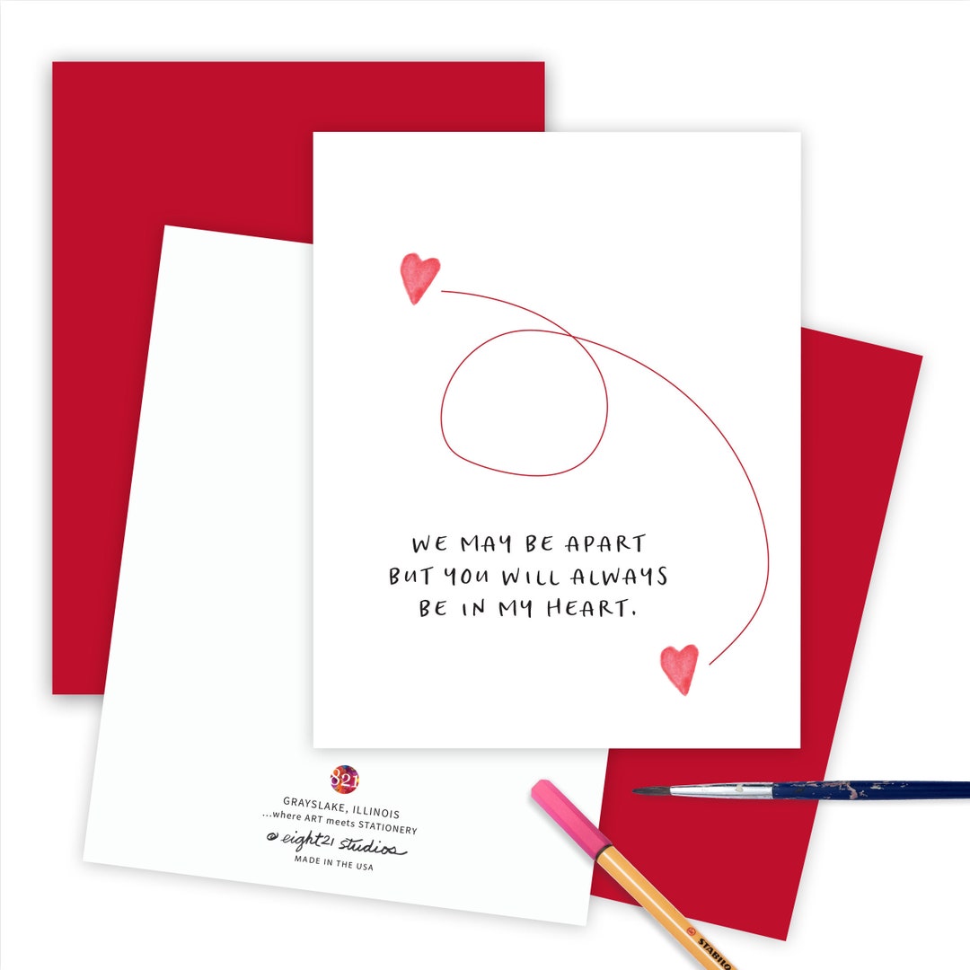 Long Distance Heart Card for Friends, Pen Pal Greeting Cards ...