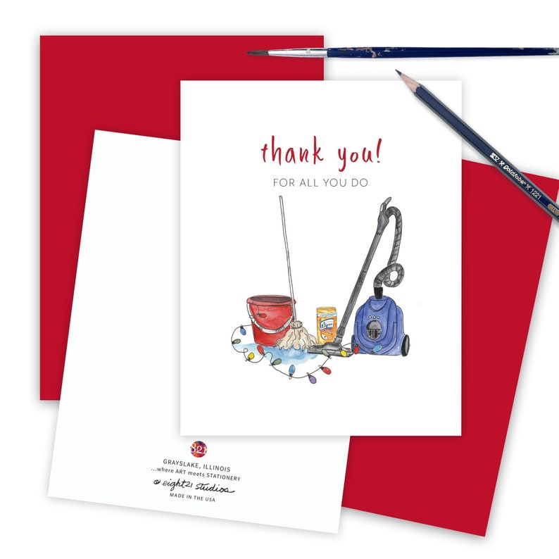 Cleaning Service Thank You, Maid Appreciation Christmas Card, Thank You ...