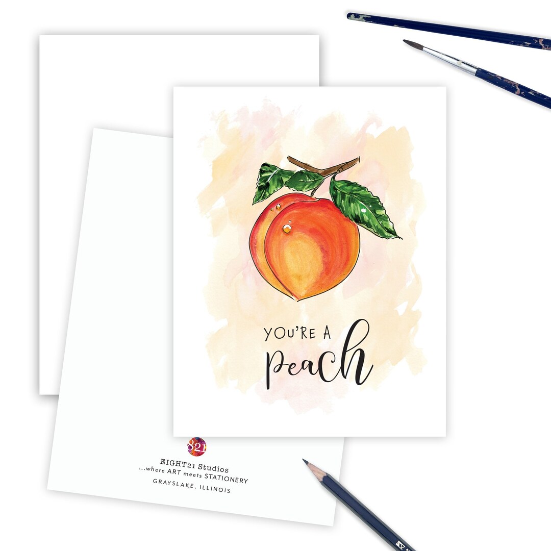 Georgia Cards, You're A Peach Greeting Card, Peach Thank You Note ...
