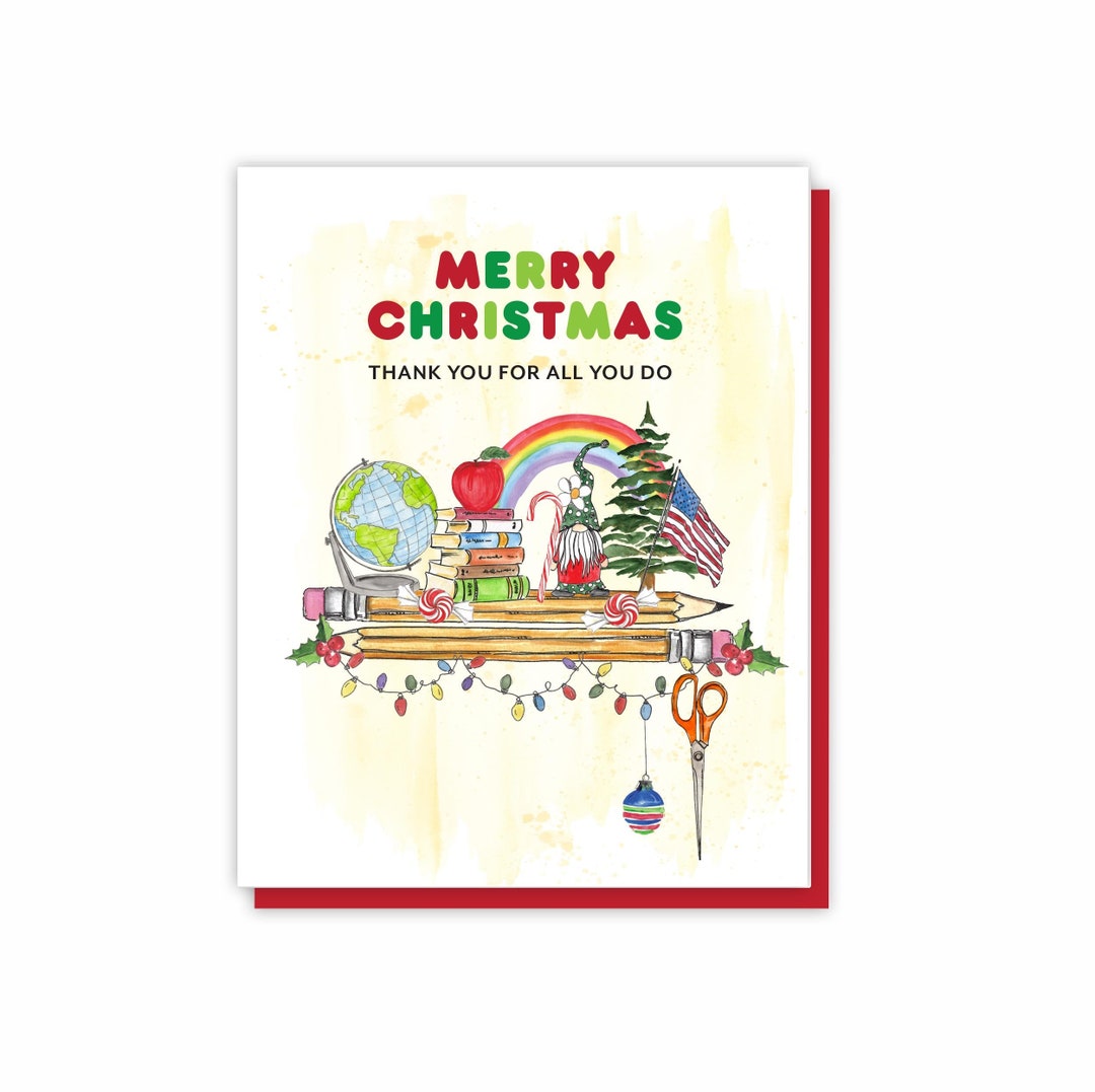 Teacher Christmas Thank You, Teacher Appreciation Christmas Card ...