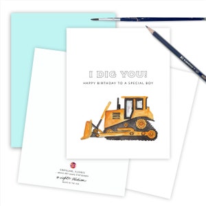 Bulldozer Truck Birthday Card for Son, Construction Vehicle Happy ...